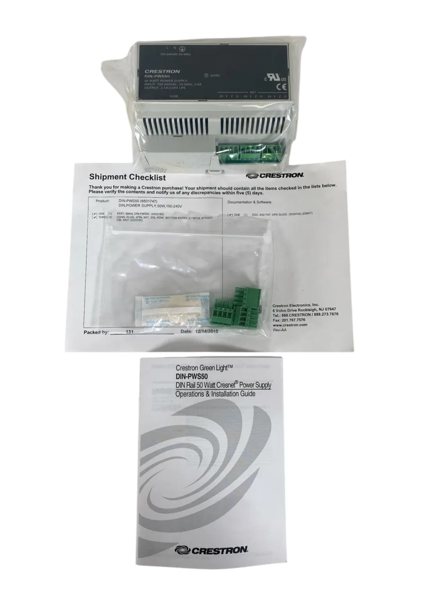 Crestron DIN-PWS50 50W Power Supply for Standard DIN Rail **New** - Max ...