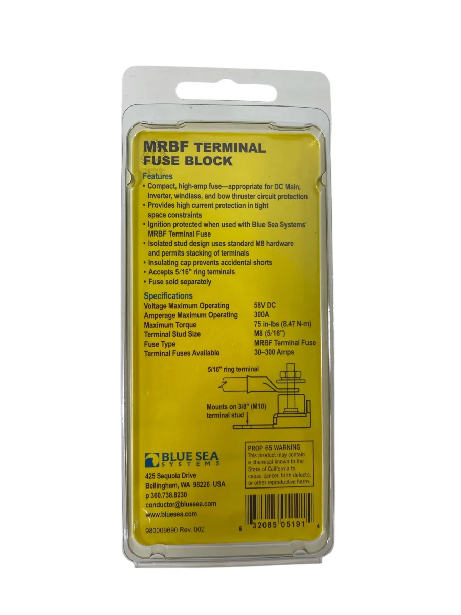 Blue Sea Systems 5191 Terminal Fuse Block Single Stud 30-300 Amps **New ...