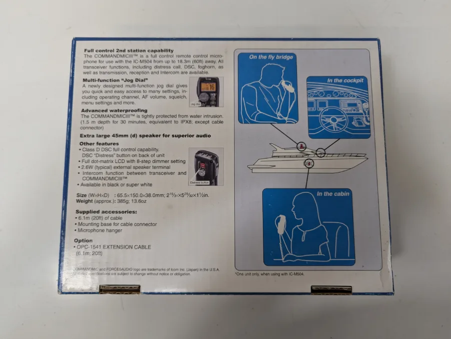 Icom HM-162B Commandmic III Second Station Handset for M504/M604 - New ...