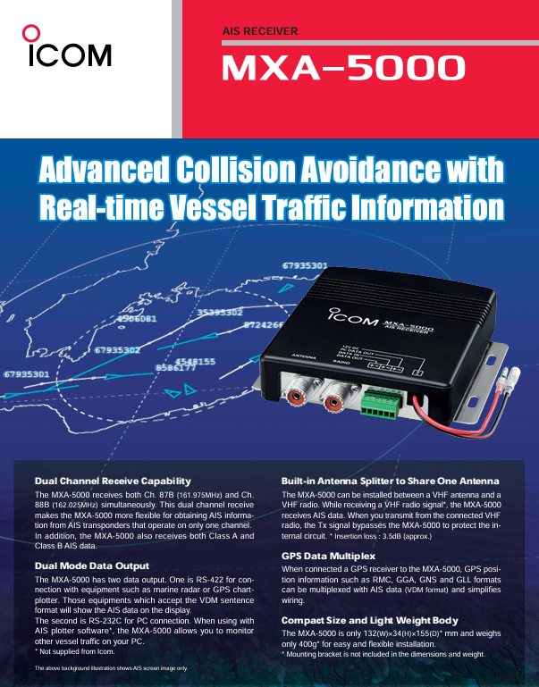Icom MXA-5000 Dual Channel AIS Receiver With VHF Passthrough NEW Open ...