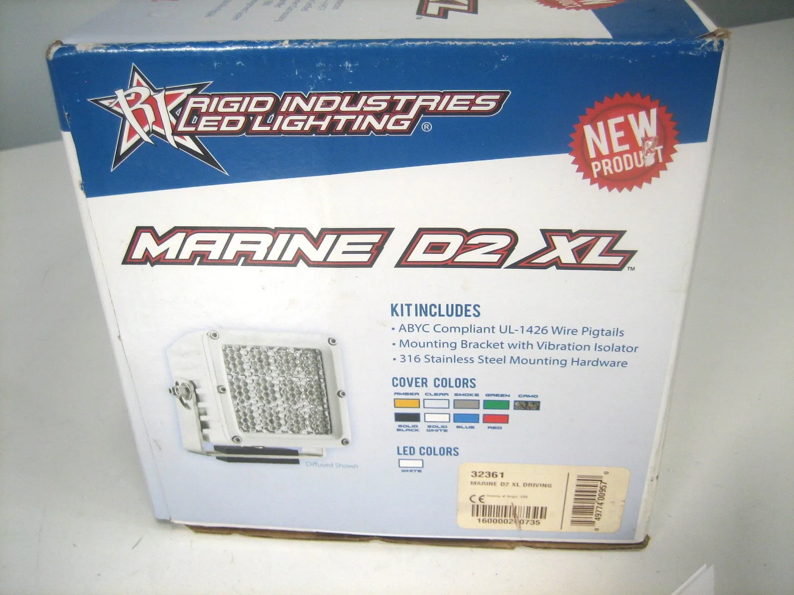 Rigid Industries LED Lighting 32361 Marine D2 XL Driving Beam Surface ...