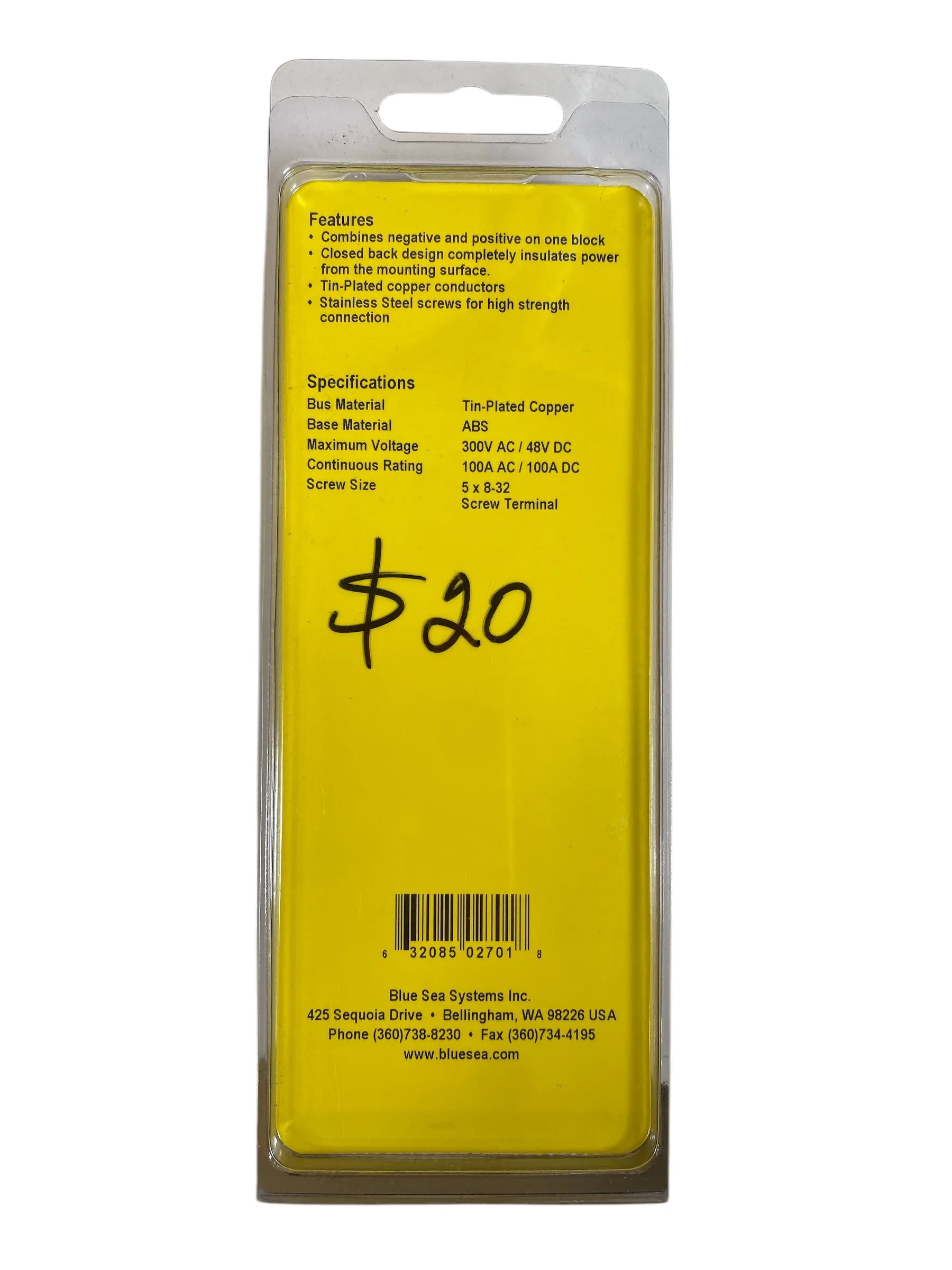 Blue Sea Systems 2701 Dual Bus Bar 2x5 Terminals 100A **New** - Max ...