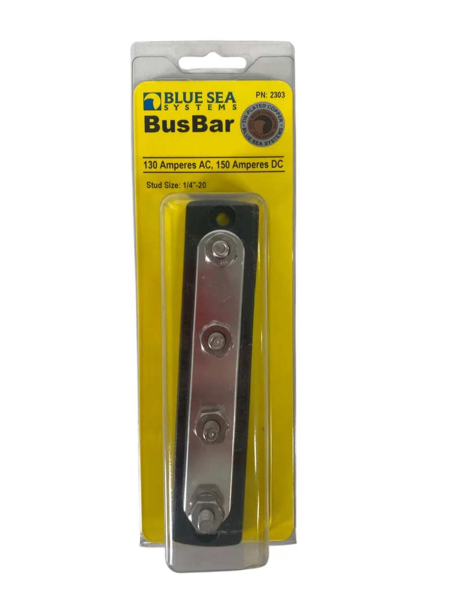Blue Sea Systems 2303 1/4"-20 Stud 4-Gang Bus Bar 150A DC 130A AC **New ...