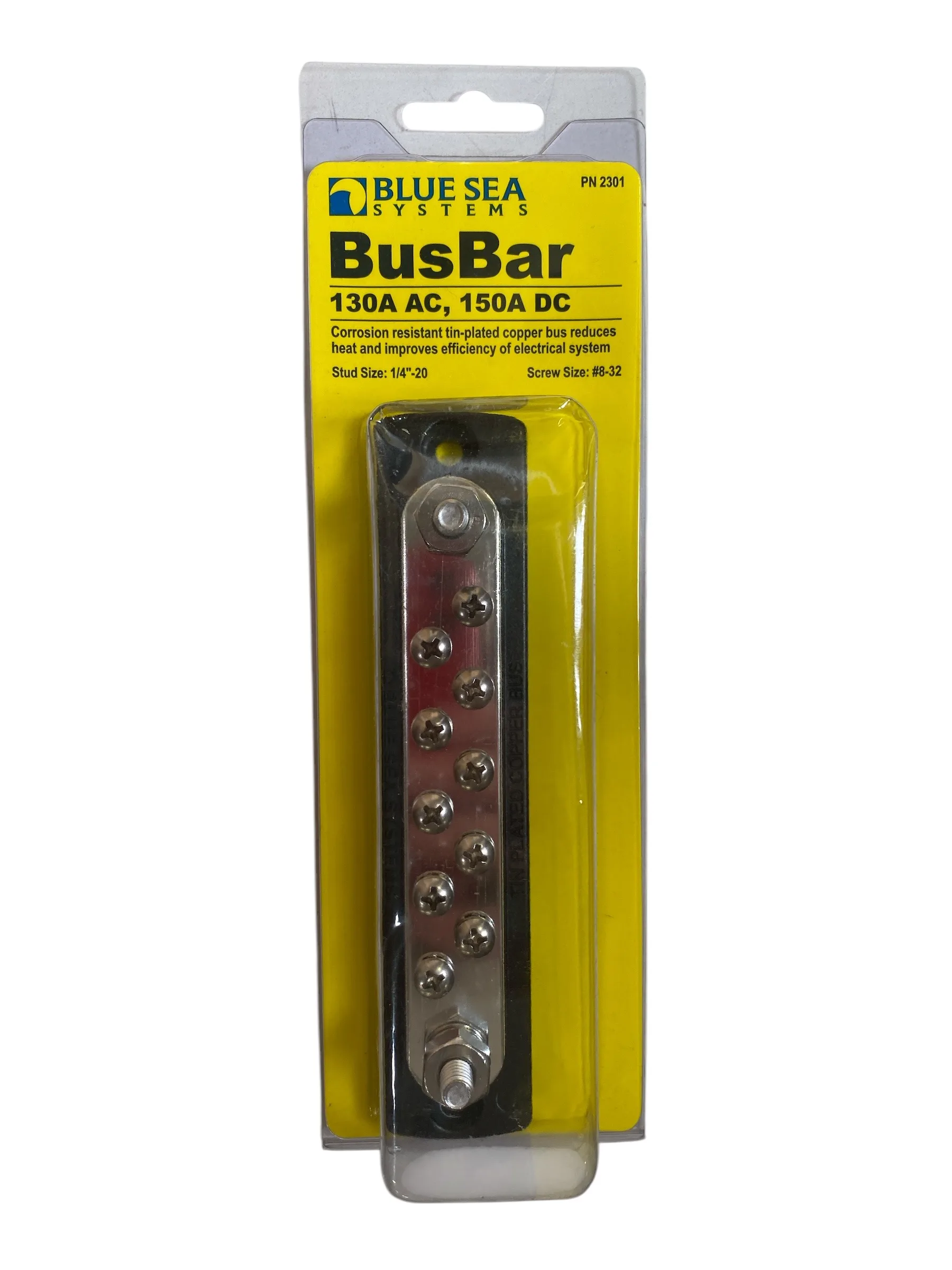 Blue Sea Systems 2301 1/4"-20 Stud 10-Gang BusBar 150A DC 130A AC **New ...