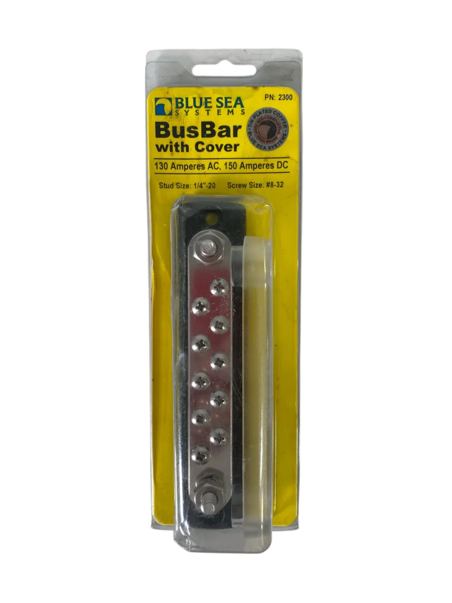 Blue Sea Systems 2300 1/4"-20 Stud 10-Gang Bus Bar W/ Cover 150A DC ...