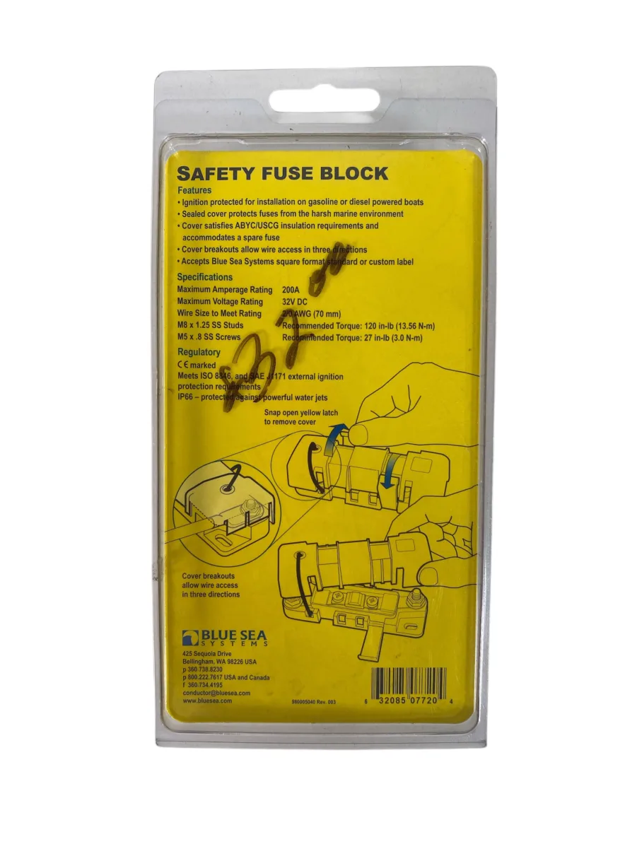 Blue Sea Systems 7720 Safety Fuse Box For AMI/ MIDI 30-200A Fuses **New ...