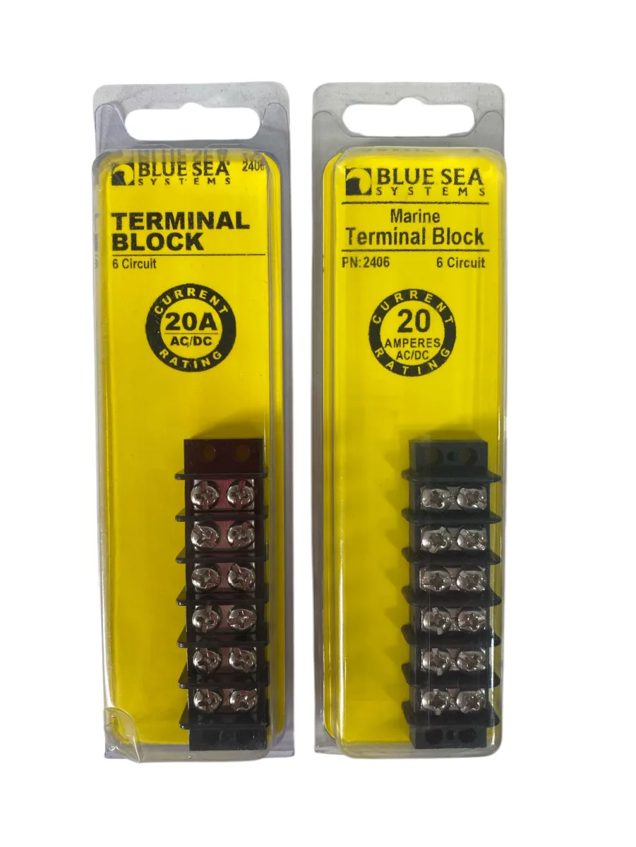 Blue Sea Systems 2406 6-Circuit Marine Terminal Block 20A **Lot of 2 ...