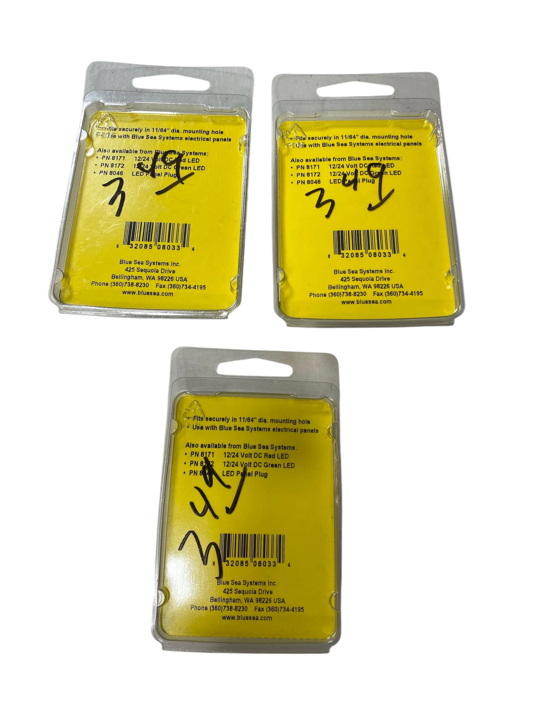 Blue Sea Systems 8033 Amber LED Indicator Light 12/24V DC **Lot of 3 ...