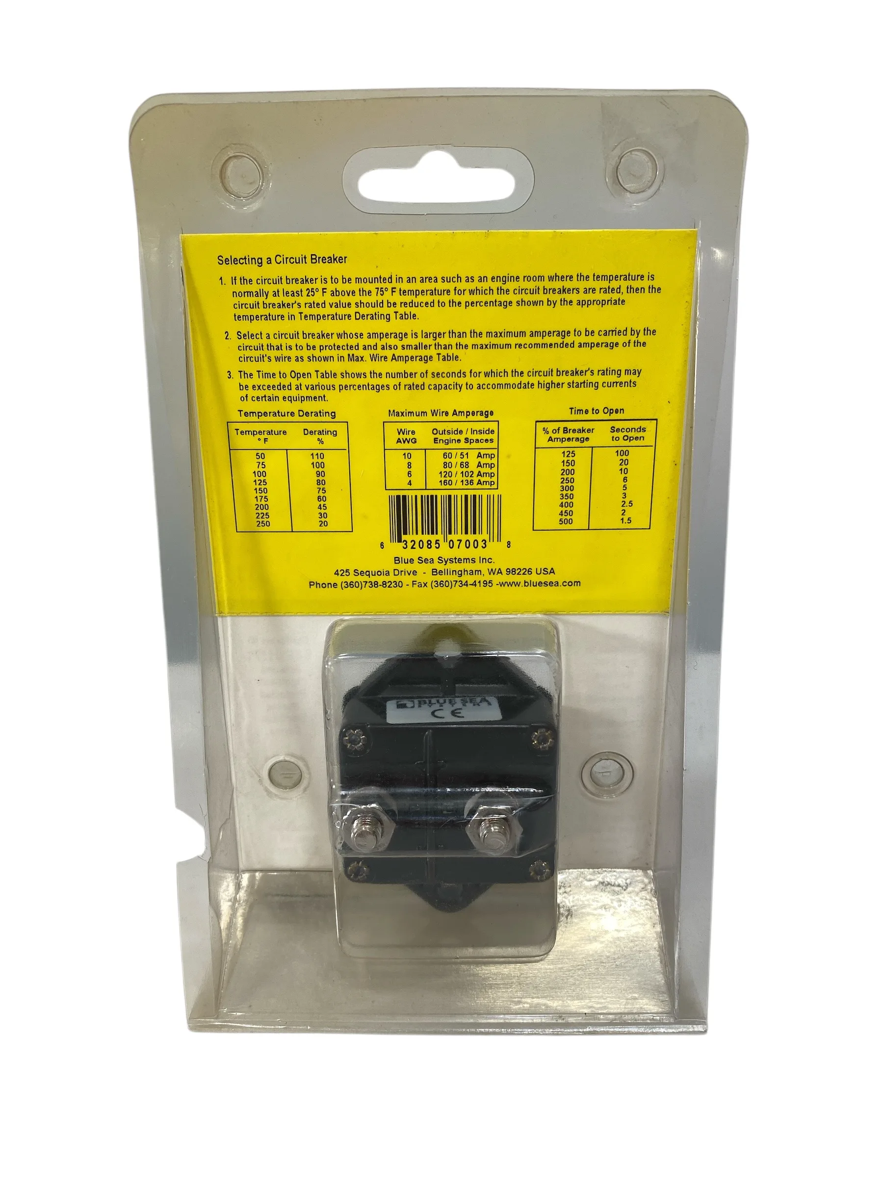 Blue Sea Systems 7003 High Amperage Circuit Breaker - Panel Mount 125A ...
