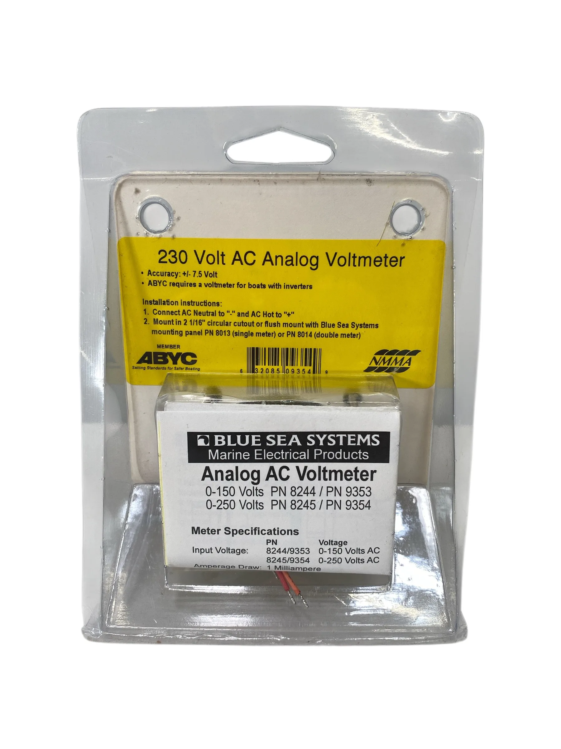 Blue Sea Systems 9354 0-250V Analog AC Voltmeter For 230V/50Hz AC ...