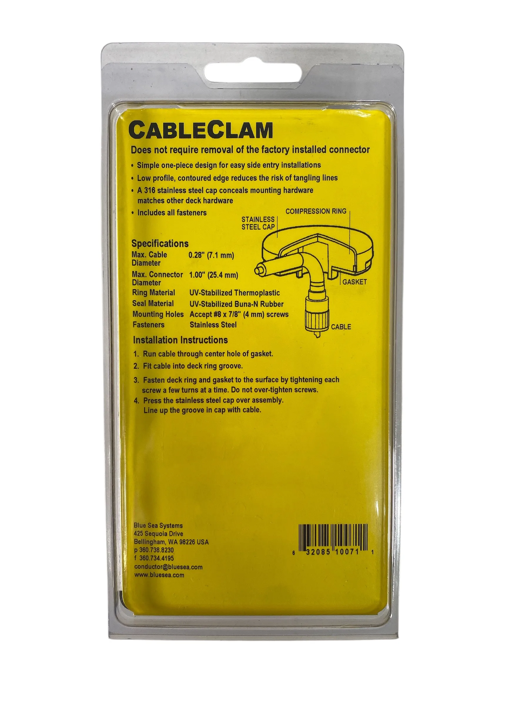 Blue Sea Systems 1007100 Cable Clam W/ Stainless Steel Cap **New ...