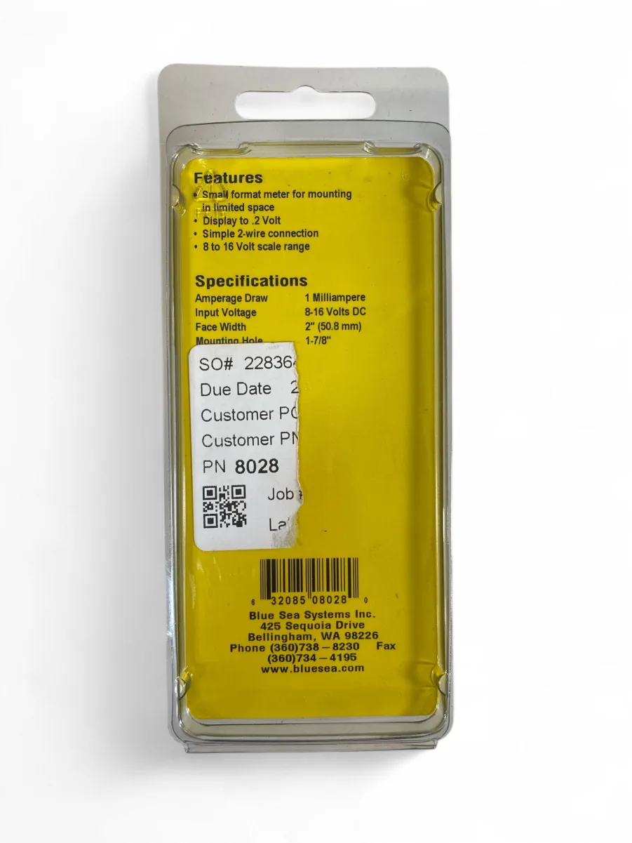 Blue Sea Systems 8028 8-16V Expanded Scale DC Voltmeter For 12V System ...