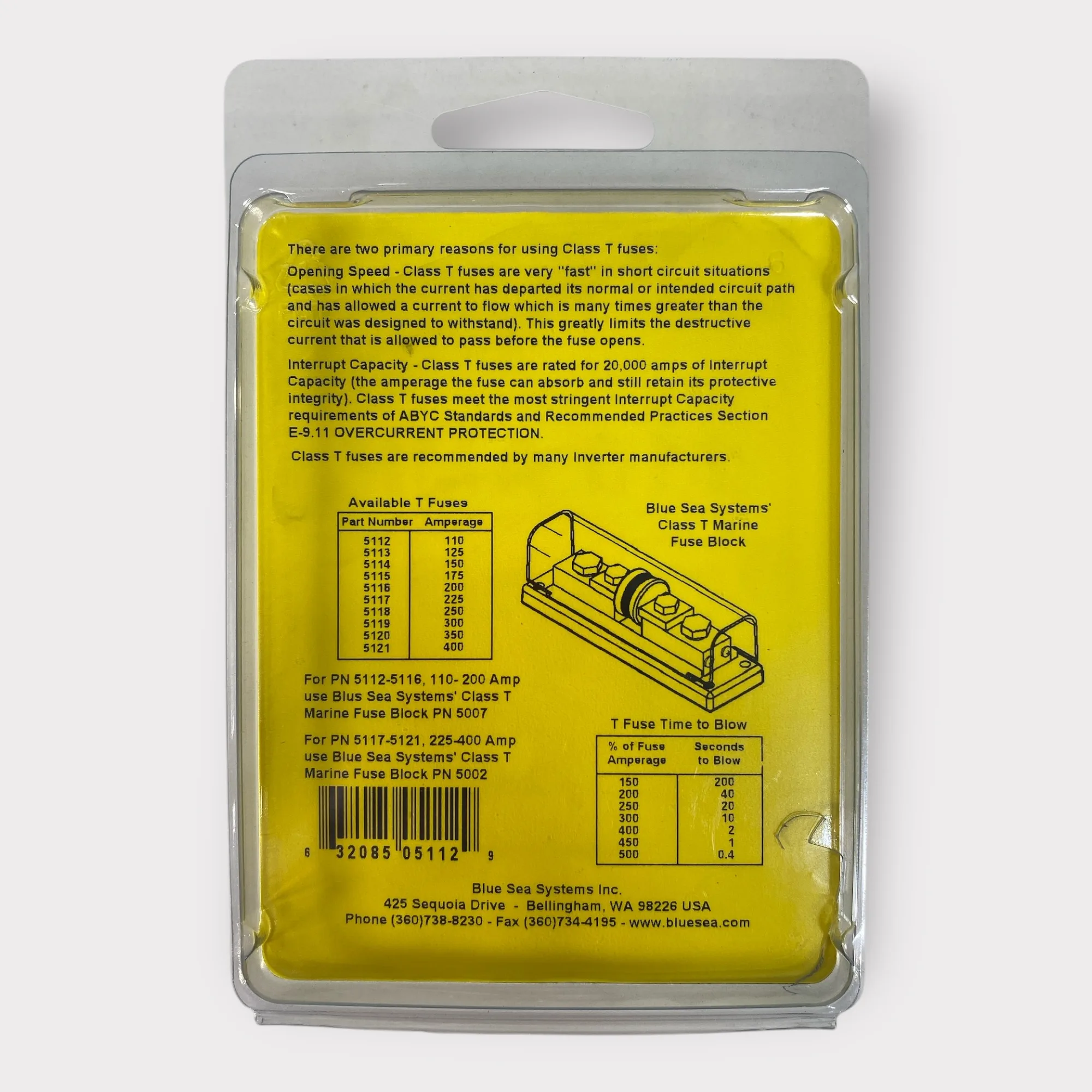 Blue Sea Systems 5112 Class T (JJN) 110 Amp Fuse **New** - Max Marine ...