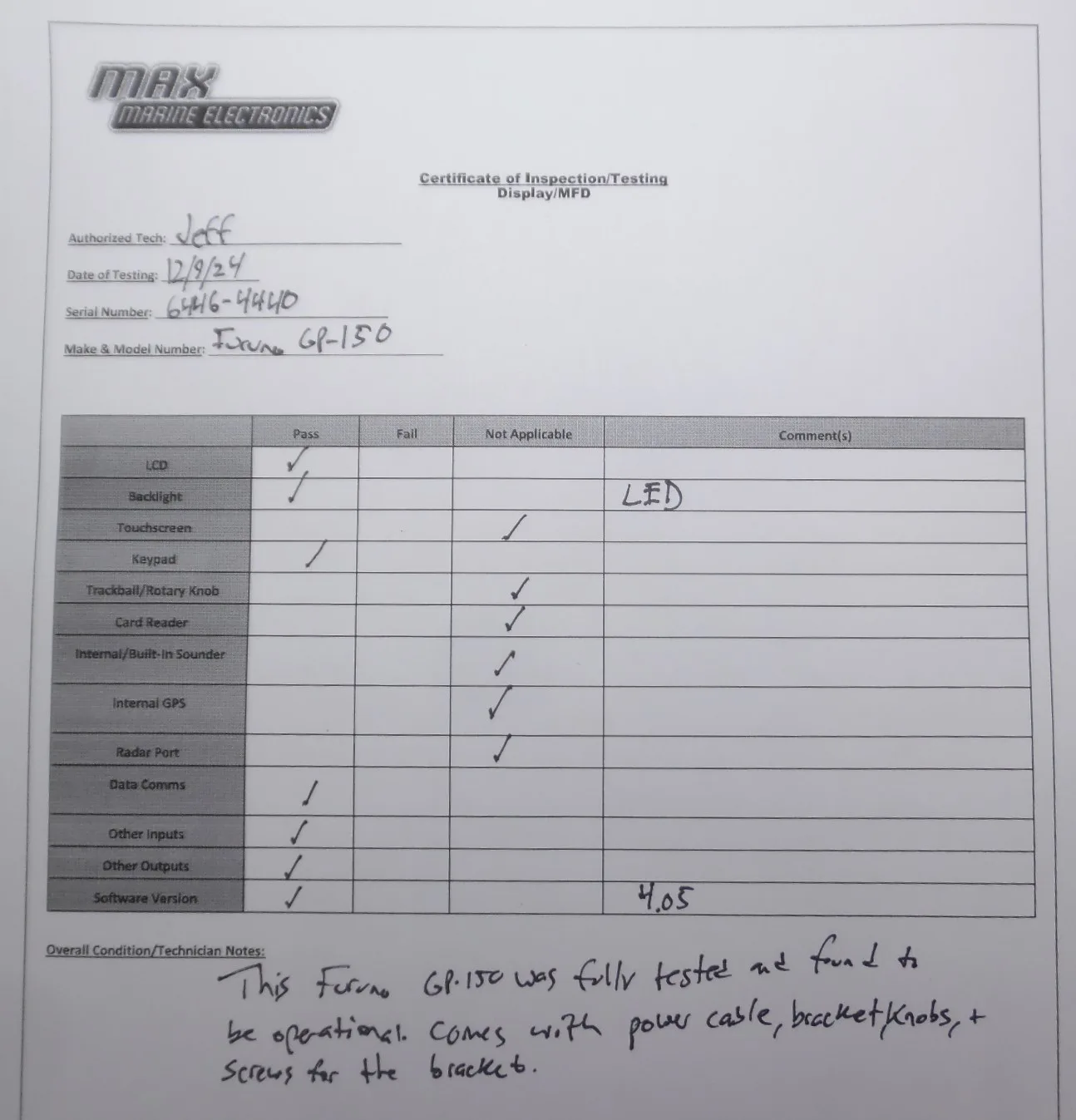 Furuno GP-150 GPS/WAAS Navigator Display w/ Power Cable - Tested - LED ...