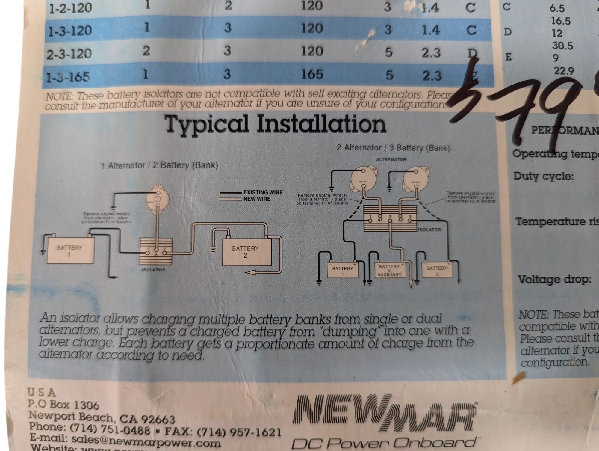 Newmar Battery Isolator 1-2-70 70 Amp Isolator For Two Battery Banks 12 ...