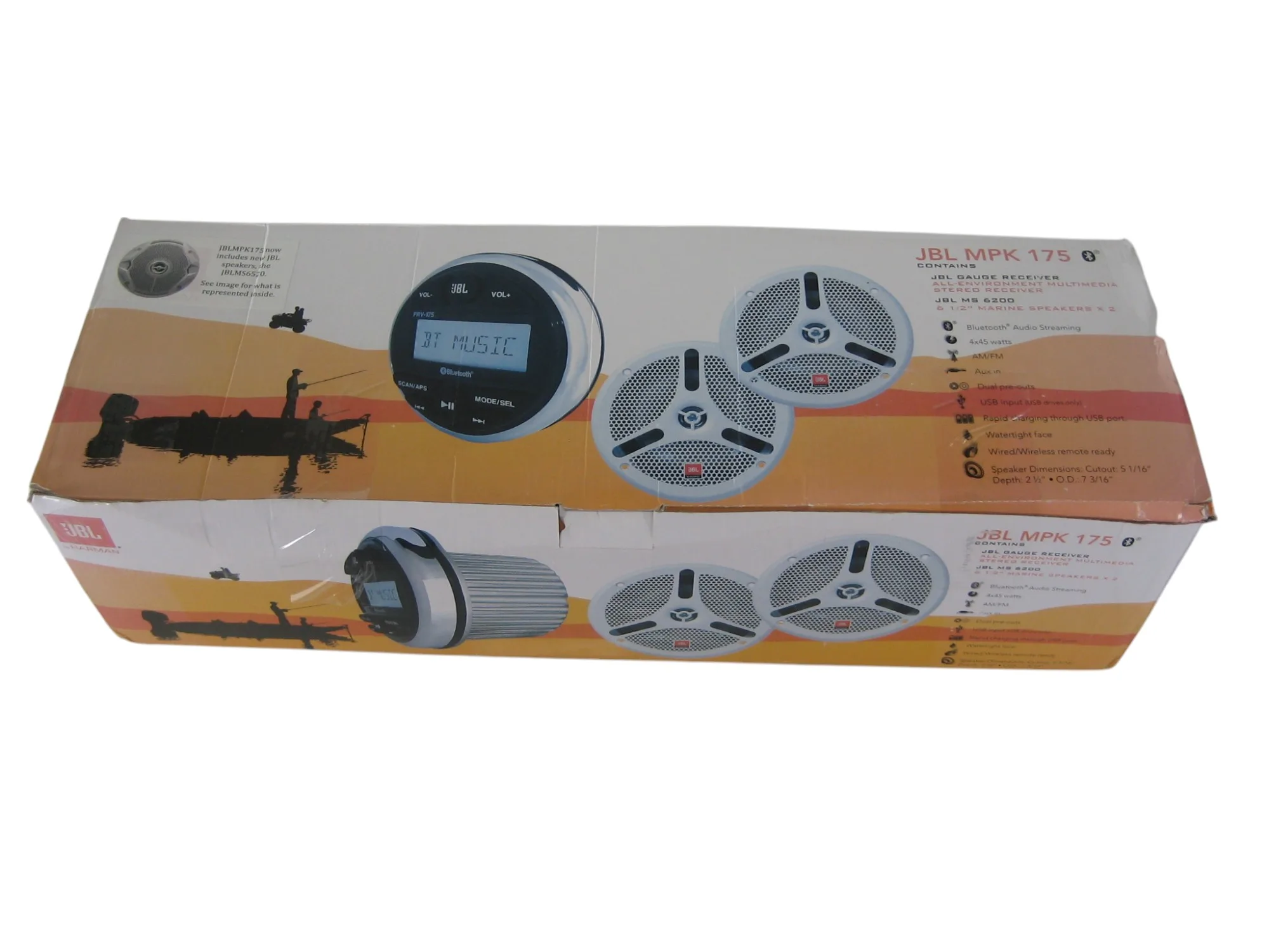 JBL MPK-175 AM/FM USB Bluetooth Gauge Style Stereo & MS6520 6.5" Marine ...