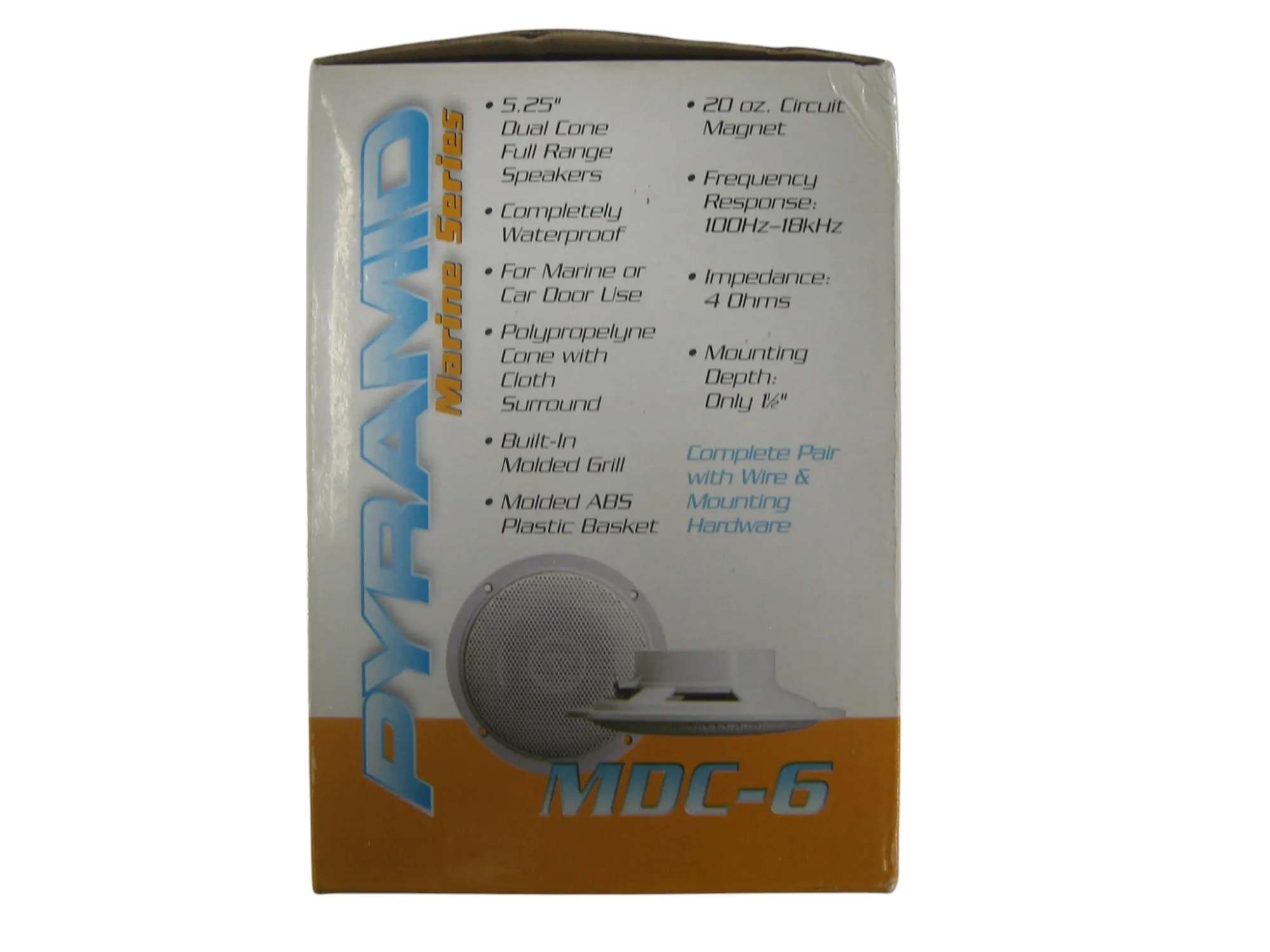 Pyramid MDC-6 5-1/4" Dual Cone Waterproof Stereo Speakers (White) New-Old-Stock - Max Marine ...