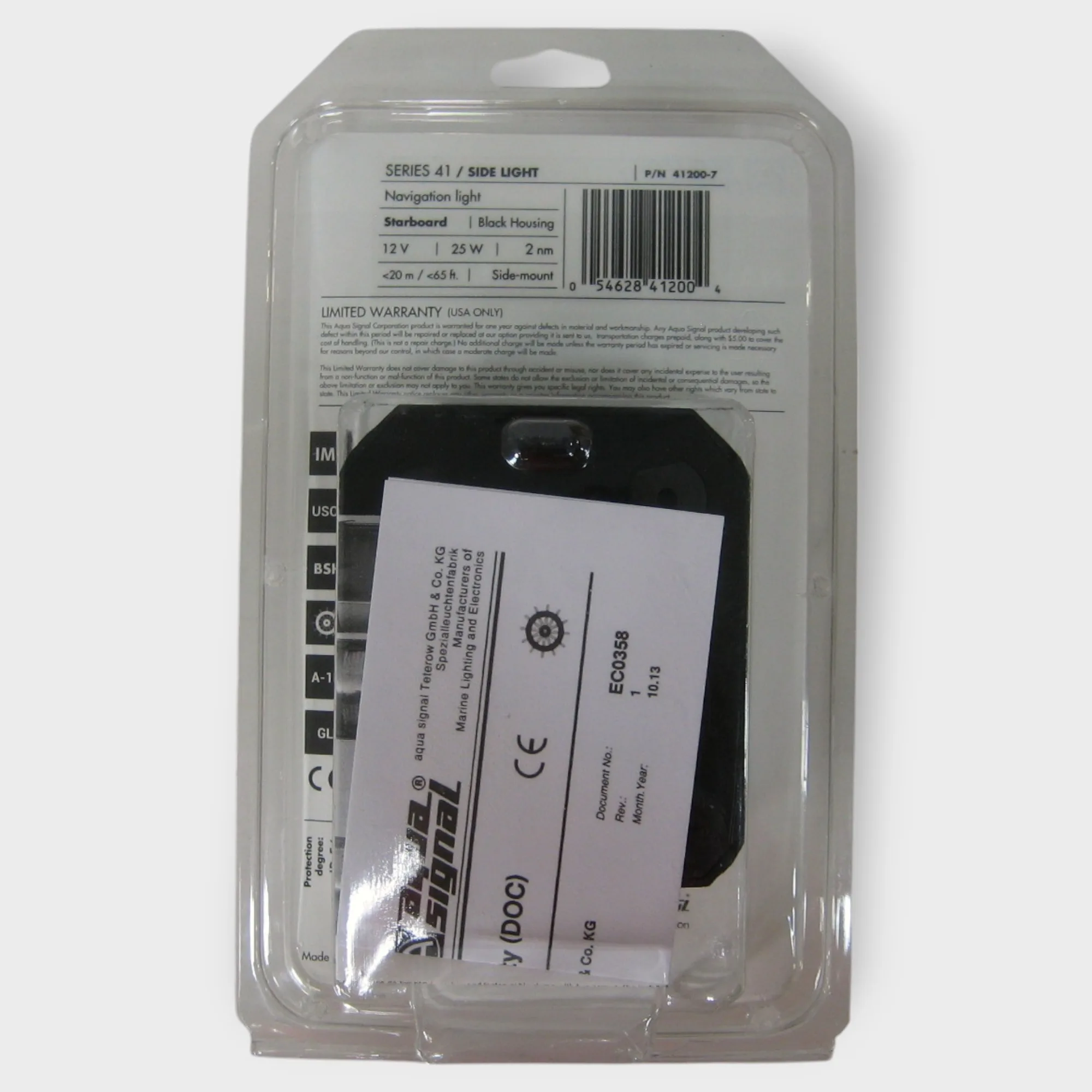 Aqua Signal 41200-7 Green Starboard Side-Mount Navigation Light 12V 25W ...