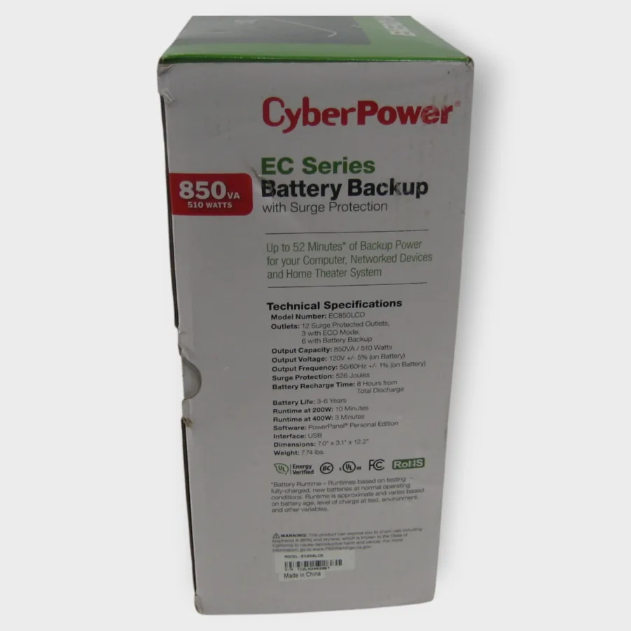 CyberPower EC850LCD Ecologic 850VA/ 510W Energy Efficient Battery ...