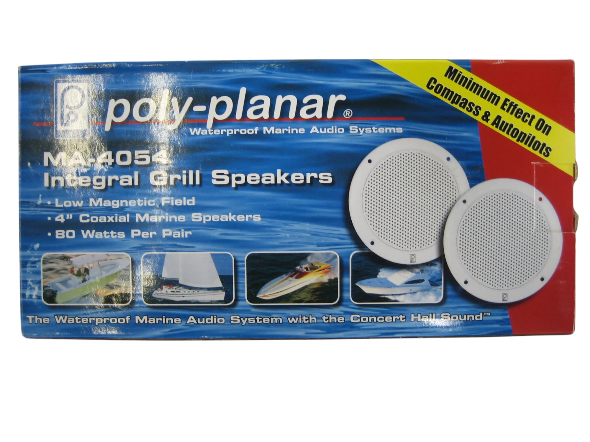 Poly-Planar MA-4054 4'' (White) Waterproof Coaxial Marine Speakers New ...
