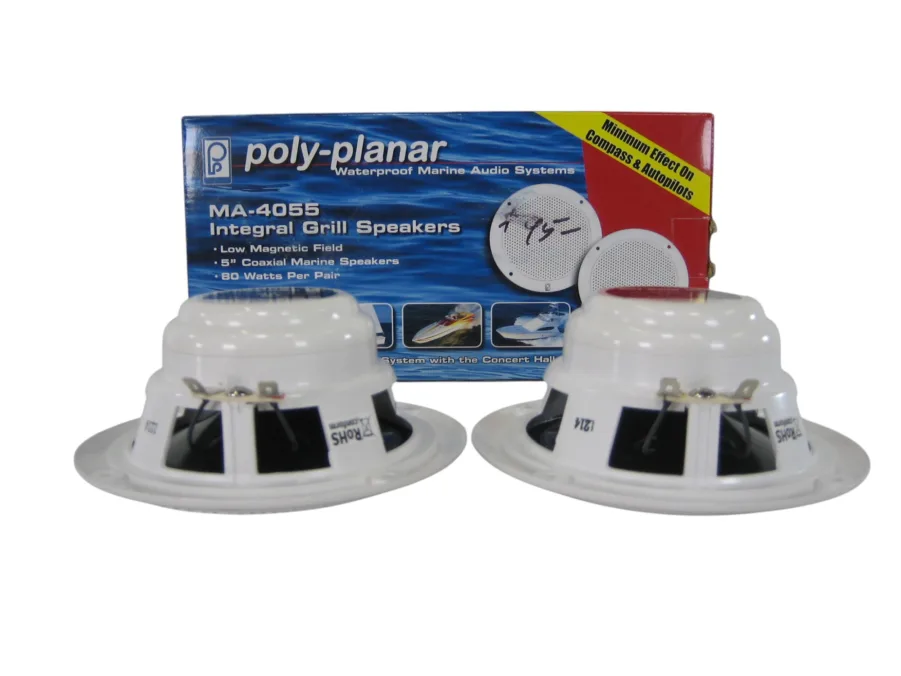Poly-Planar MA-4055 5'' (White) Waterproof Coaxial Marine Speakers New ...