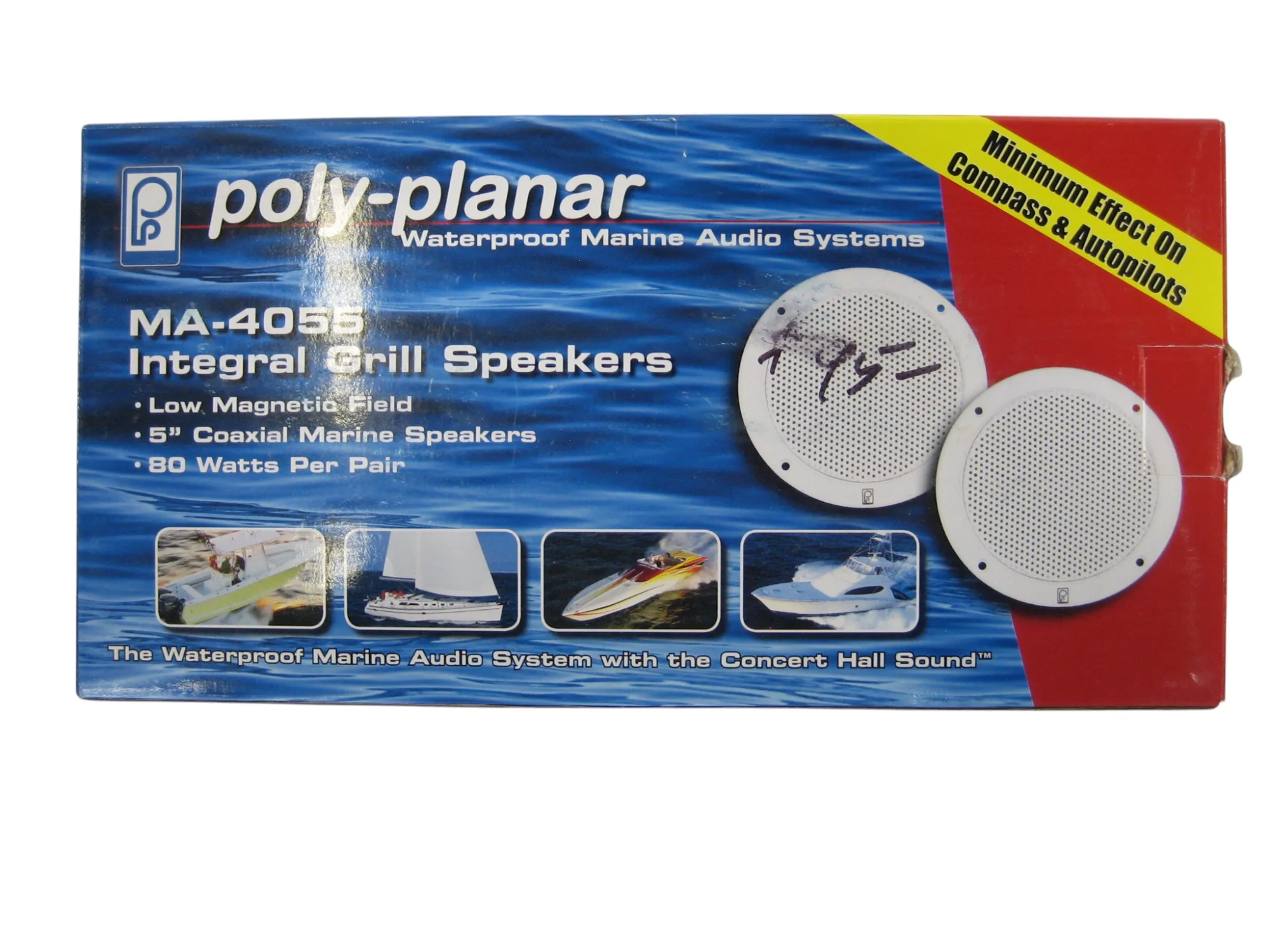 Poly-Planar MA-4055 5'' (White) Waterproof Coaxial Marine Speakers New ...