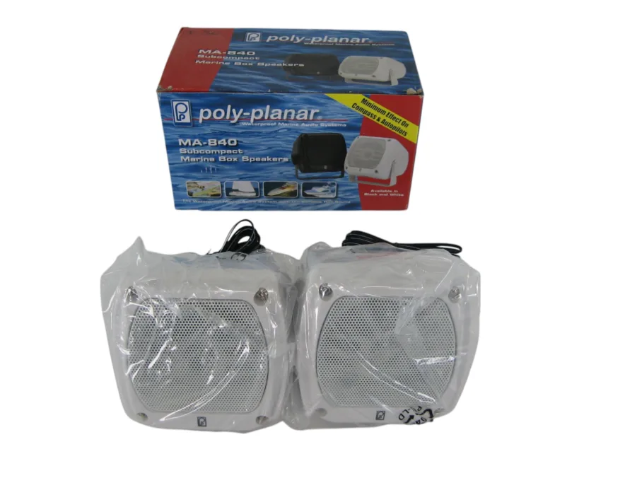 Poly-Planar MA-840 2'' Subcompact Marine Box Speakers (White) New-Old ...