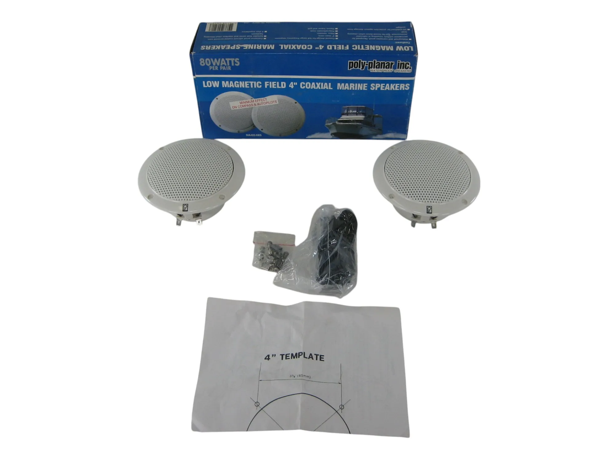 Poly-Planar MA4054WS 4'' (White) Coaxial Marine Speakers New-Old-Stock ...