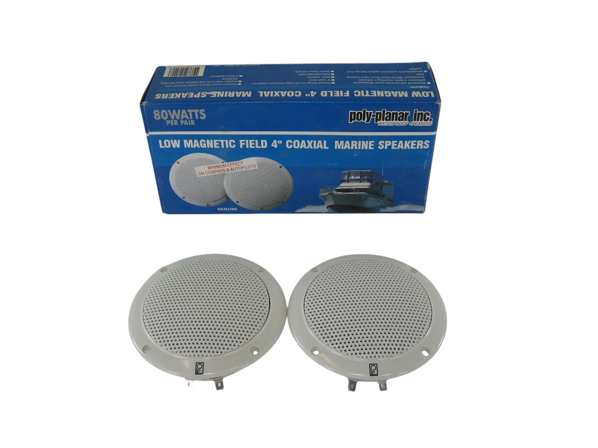 Poly-Planar MA4054WS 4'' (White) Coaxial Marine Speakers New-Old-Stock ...
