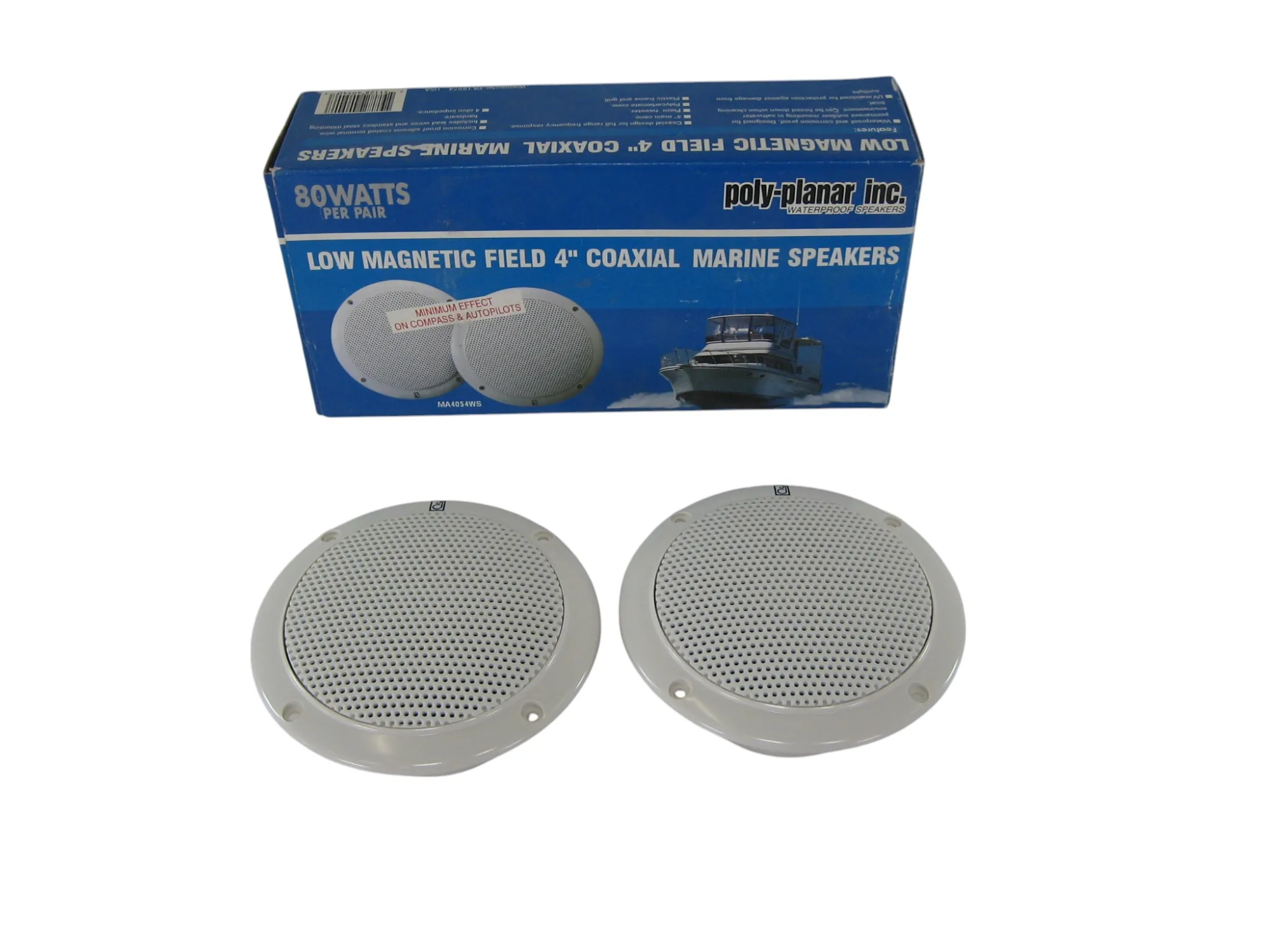 Poly-Planar MA4054WS 4'' (White) Coaxial Marine Speakers New-Old-Stock ...
