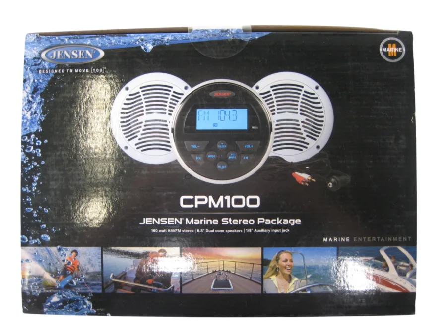 Jensen CPM100 Marine Stereo Package 160 Watt Stereo x2 - 6.5'' Dual ...