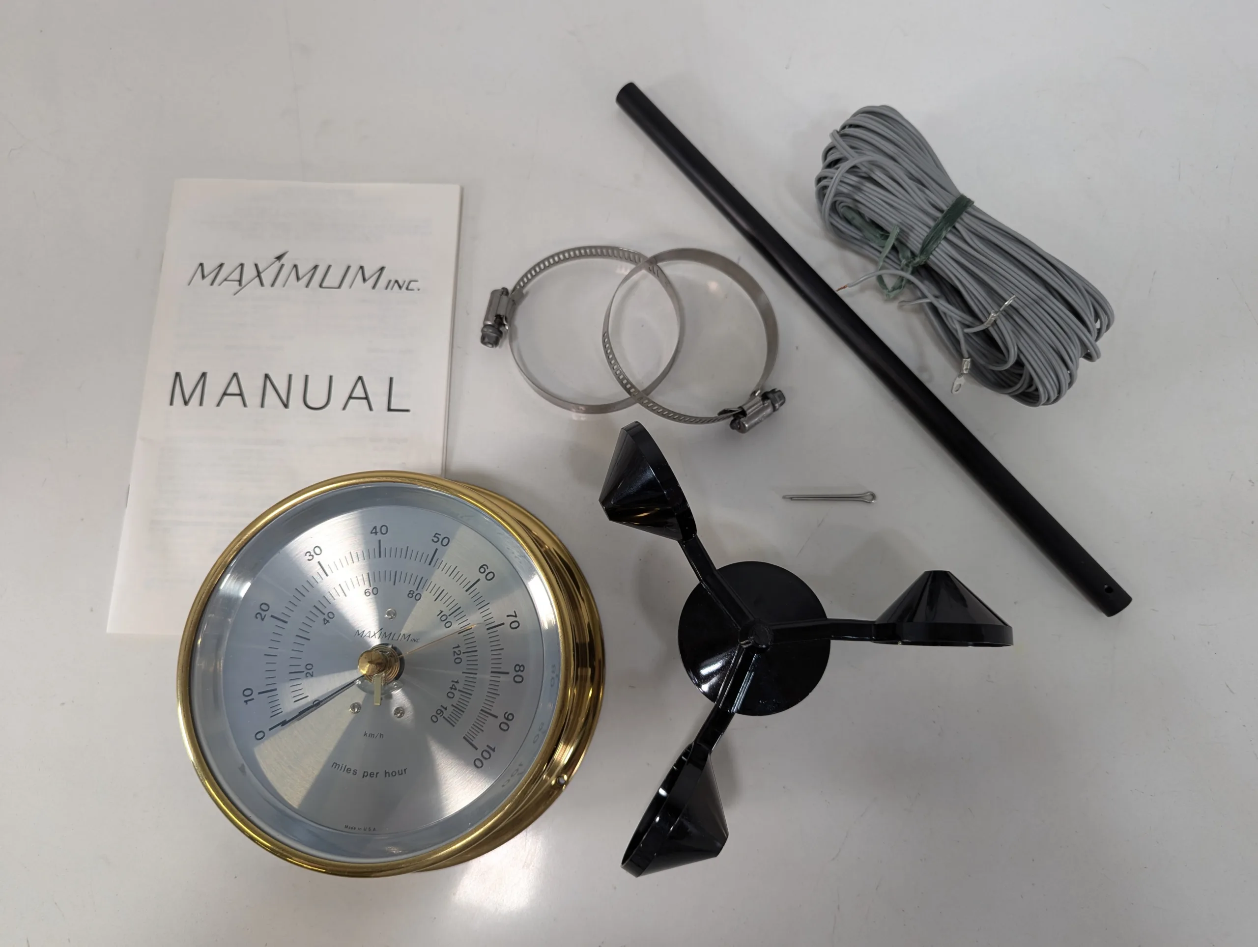 Maximum Vigilant Brass Windspeed Meter With Gusts Indicator NEW OPEN ...