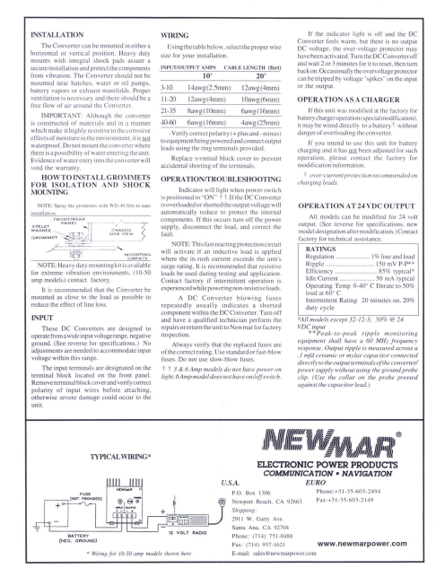 Newmar 32-12-3 Linear DC-DC Power Supply 30-40V Input 13.6V 3A Output ...