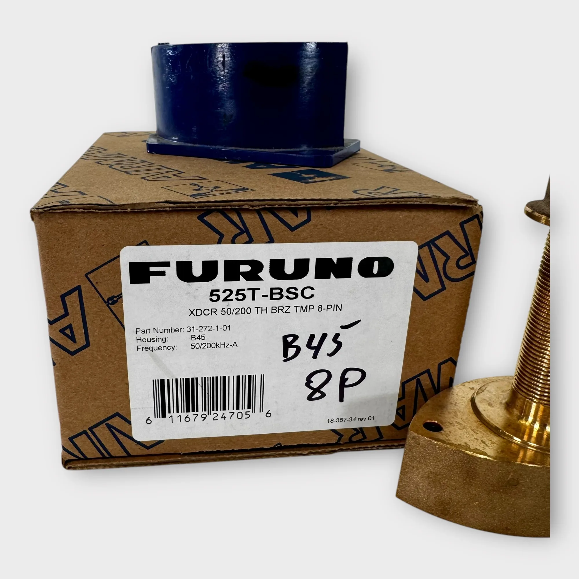 Airmar Furuno B45 525T-BSC 8-pin Fuji Thru-Hull 50/200kHz Transducer w ...