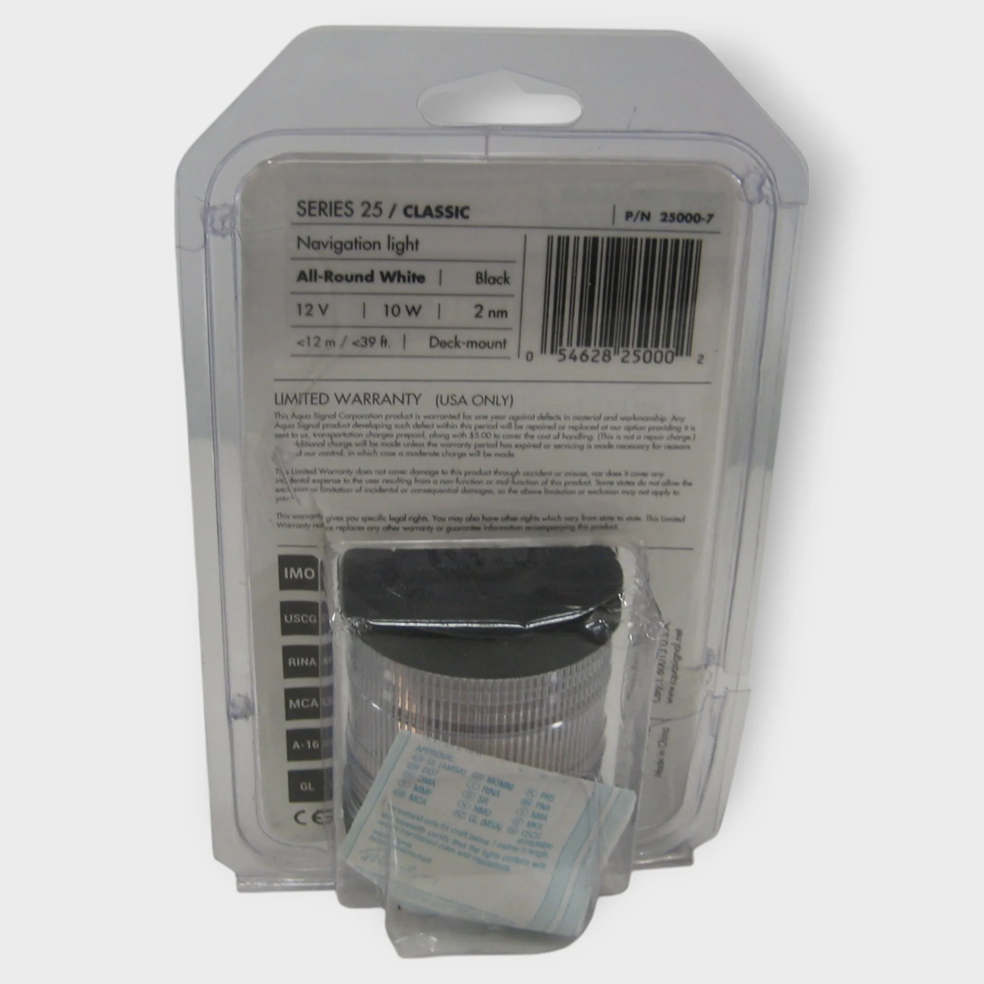 Aqua Signal 25000-7 White AllRound Navigation Light Series 25 12V/10W ...