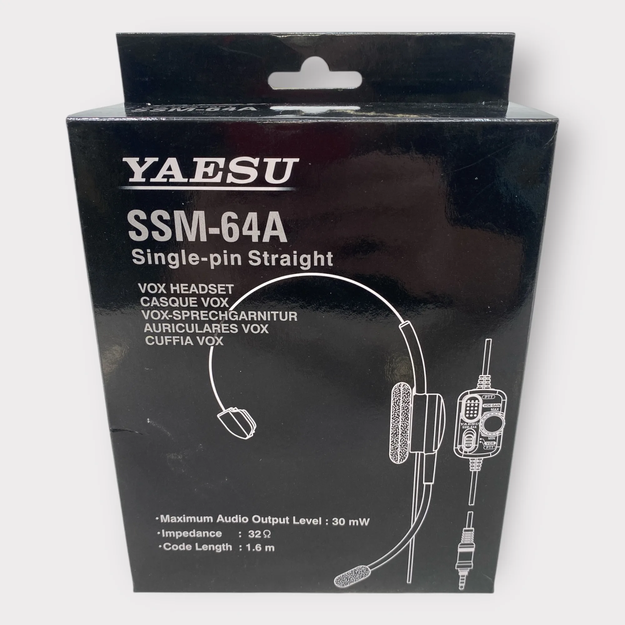 Yaesu Standard Horizon SSM-64A Single-Pin Straight Vox Headset **New** - Max Marine Electronics