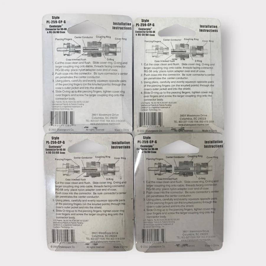 Shakespeare PL-259-CP-G VHF Connector For RG-8X/ RG-58 AU Coax Cable ...