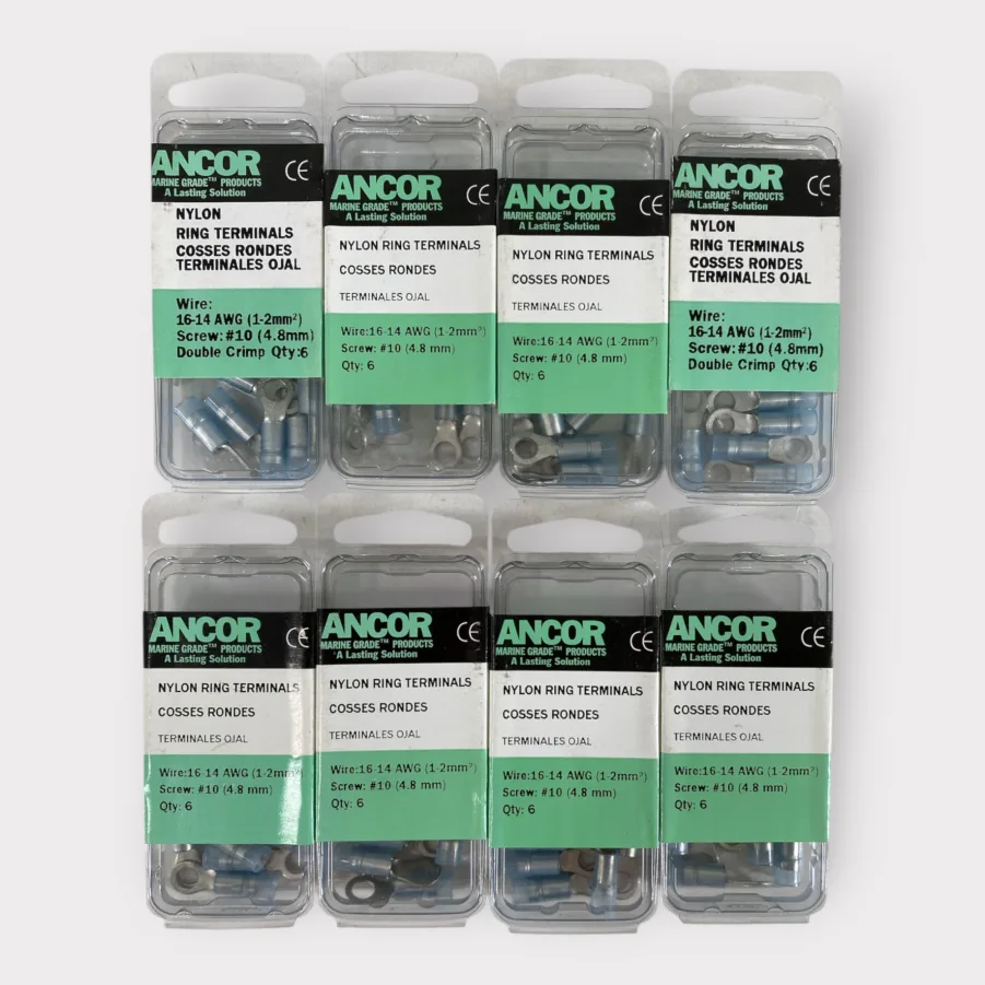 Ancor 230213 Double Crimp Nylon Ring Terminal 16-14 AWG #10 Screw *Lot ...