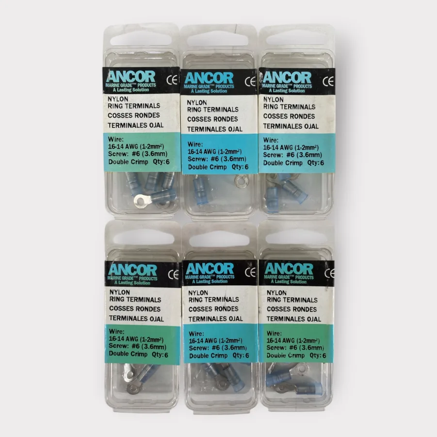 Ancor 230211 Double Crimp Nylon Ring Terminal 16-14 AWG #6 Screw *Lot ...