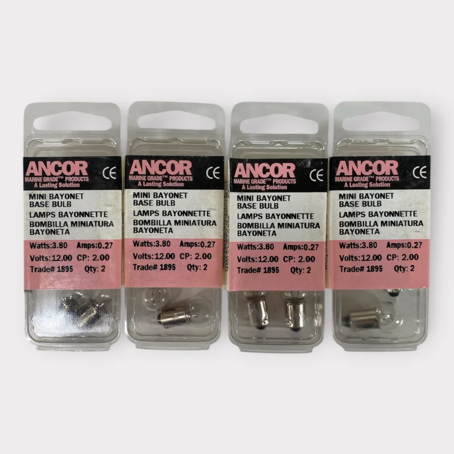 Ancor 521895 12V Mini Bayonet Base Bulb 3.8W / 0.27A - White **Lot of 8 ...