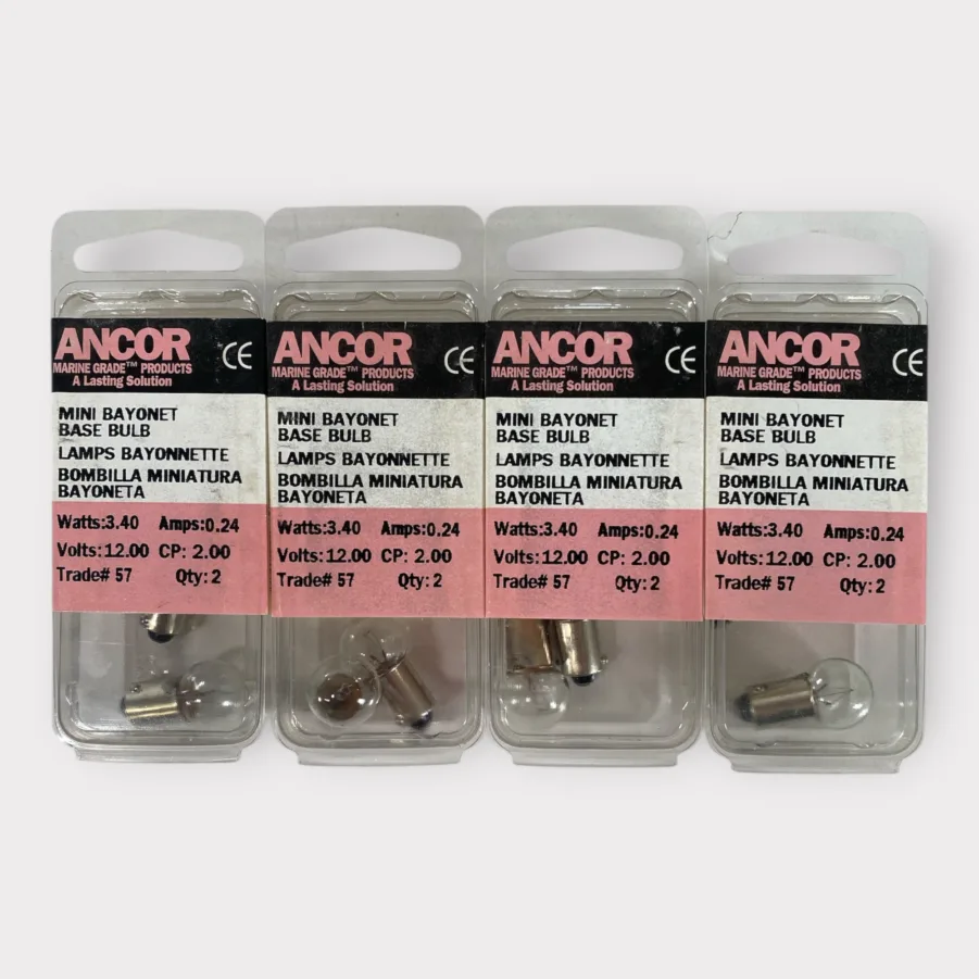 Ancor 520057 12V Mini Bayonet Base Bulb 3.4W / 0.24A - White **Lot of 8 ...