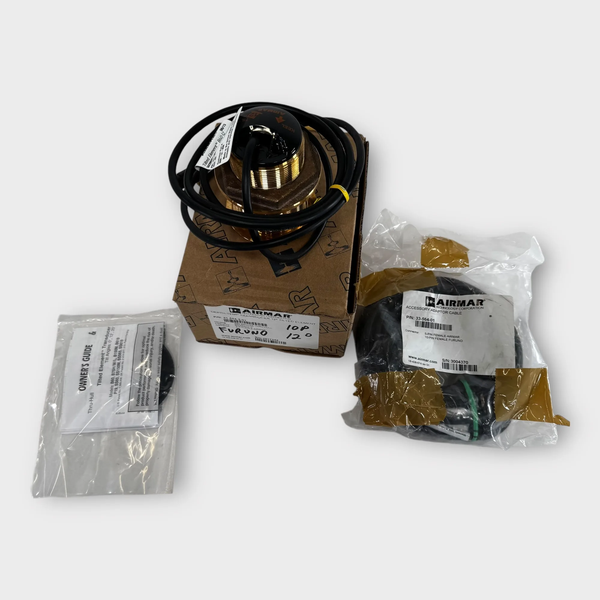 Airmar Furuno B60-12-10 Bronze Thru-Hull Transducer w/ 10 Pin 12 Degree ...