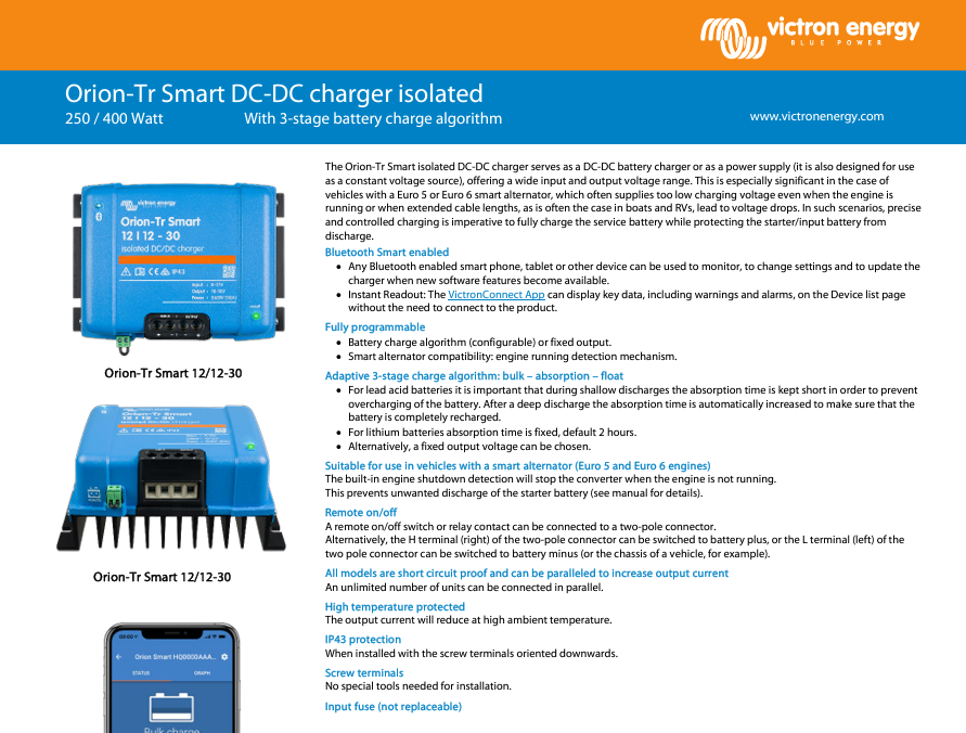 Victron Orion-Tr Smart Isolated DC-DC Charger 12/12V-30A - NEW - Max ...