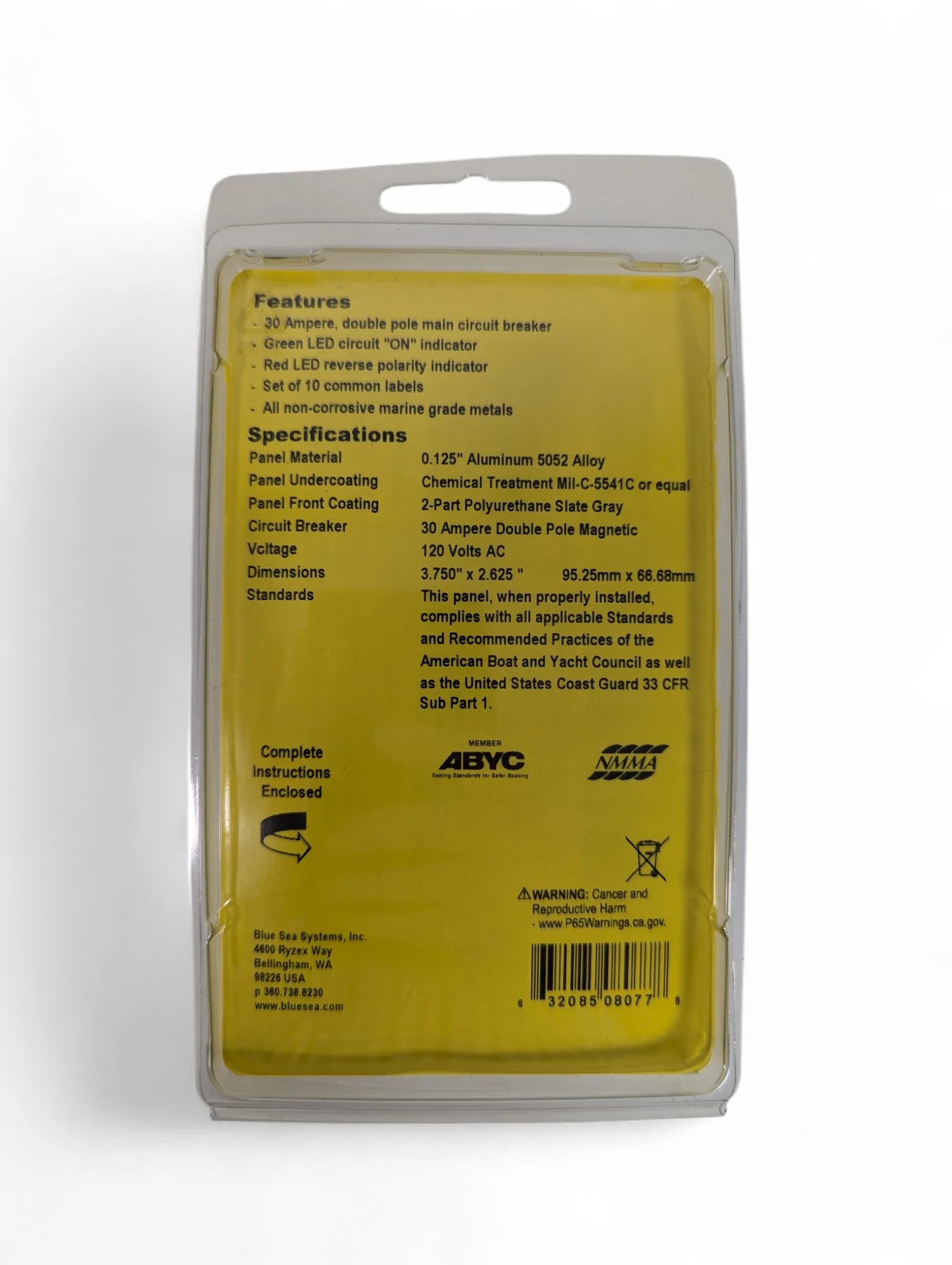 Blue Sea Systems 8077 Double Pole AC Main Panel Circuit Breaker 120VAC ...