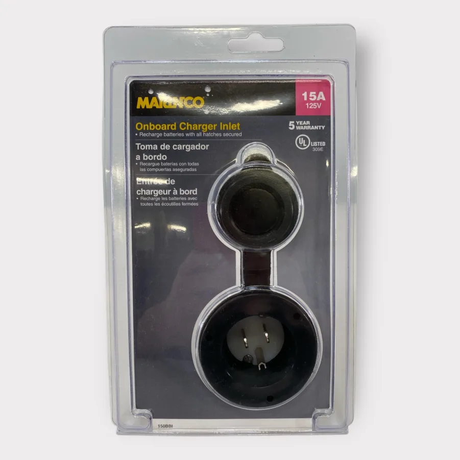 Marinco 150BBI Onboard Charger Inlet - 125VAC/15A - Black **New** - Max ...