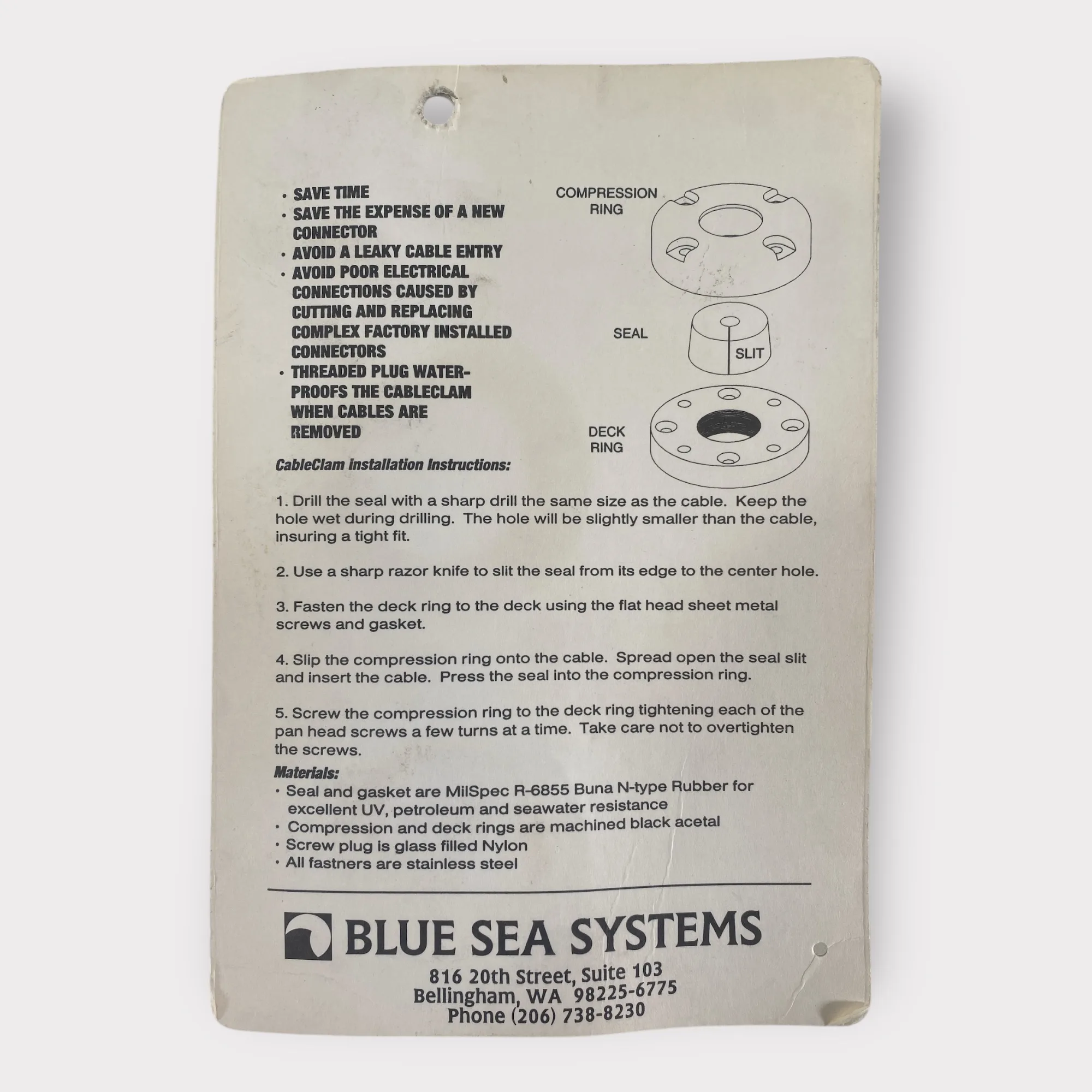 Blue Sea Systems 1003 Waterproof Cable Clam For 1.385" Connector ...