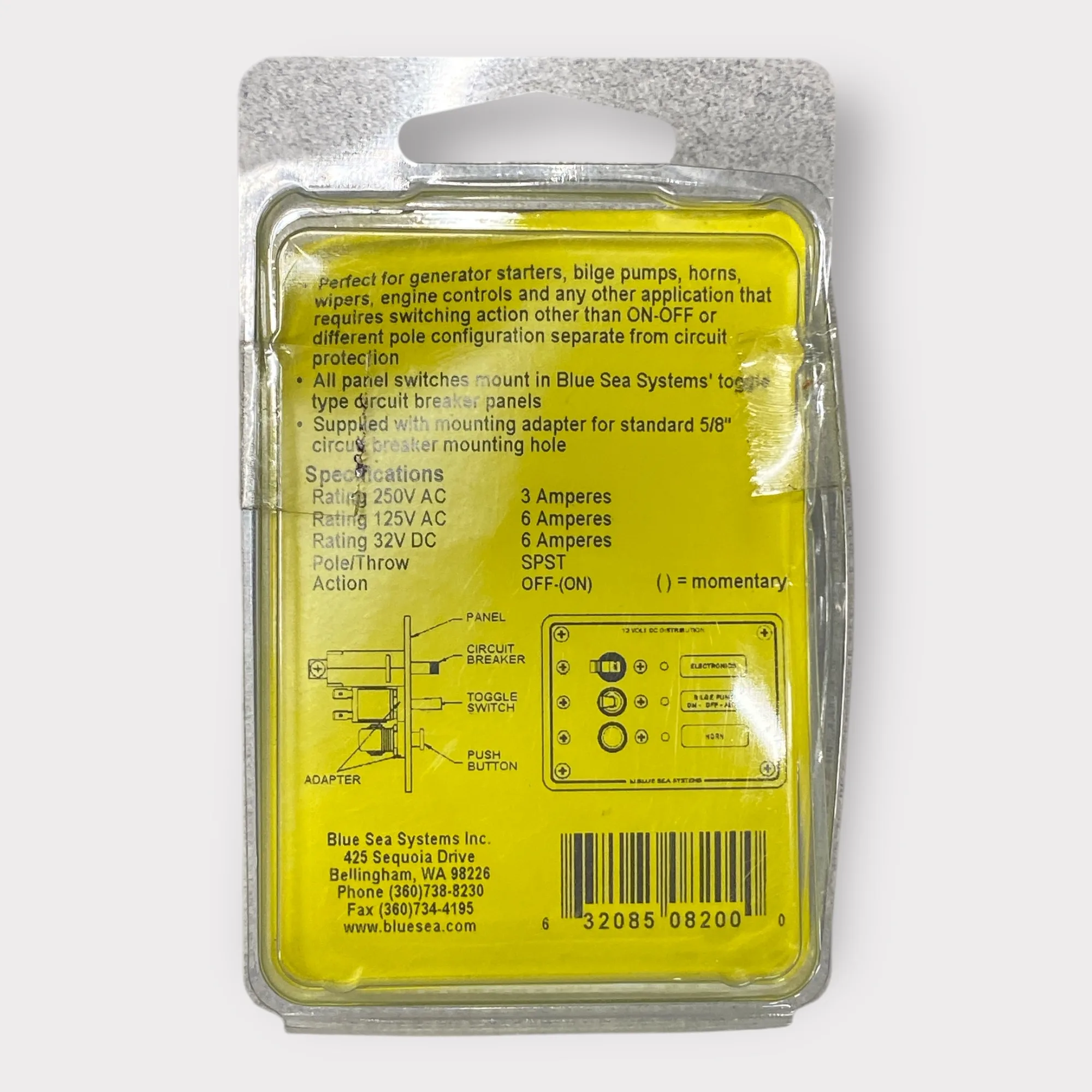Blue Sea Systems 8200 Push Button Panel Switch For Circuit Breaker ...