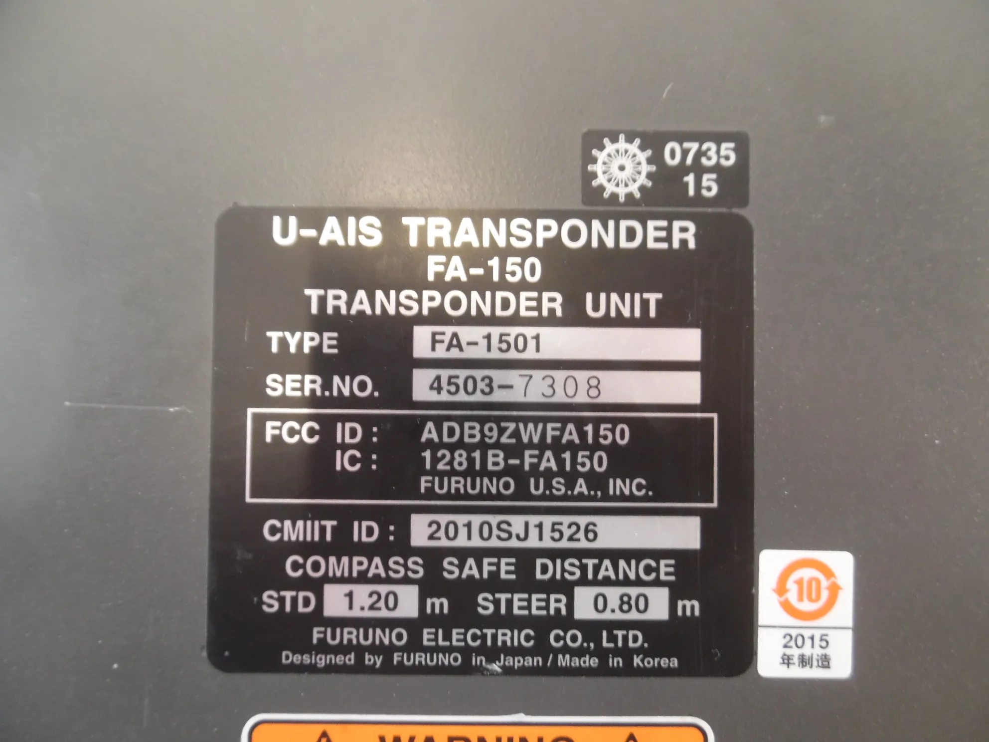 Furuno - FA-150 Class A AIS IMO Approved FA1501 FA1502 GPA-017s - Fully ...