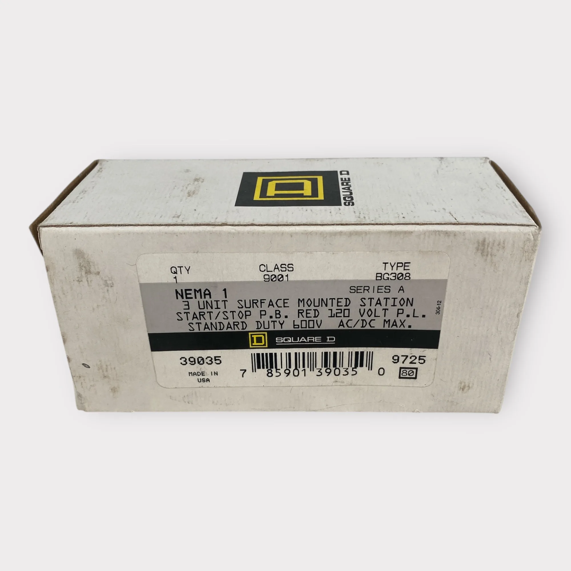 Square D 9001-BG308 NEMA 1 Pushbutton Start/Stop/Red Light - 600V AC/DC ...