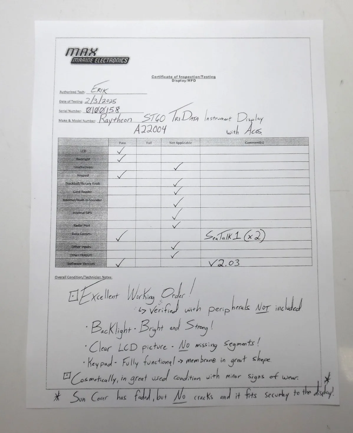 Raytheon ST60 TriData Instrument Display with Accessories - A22004 ...